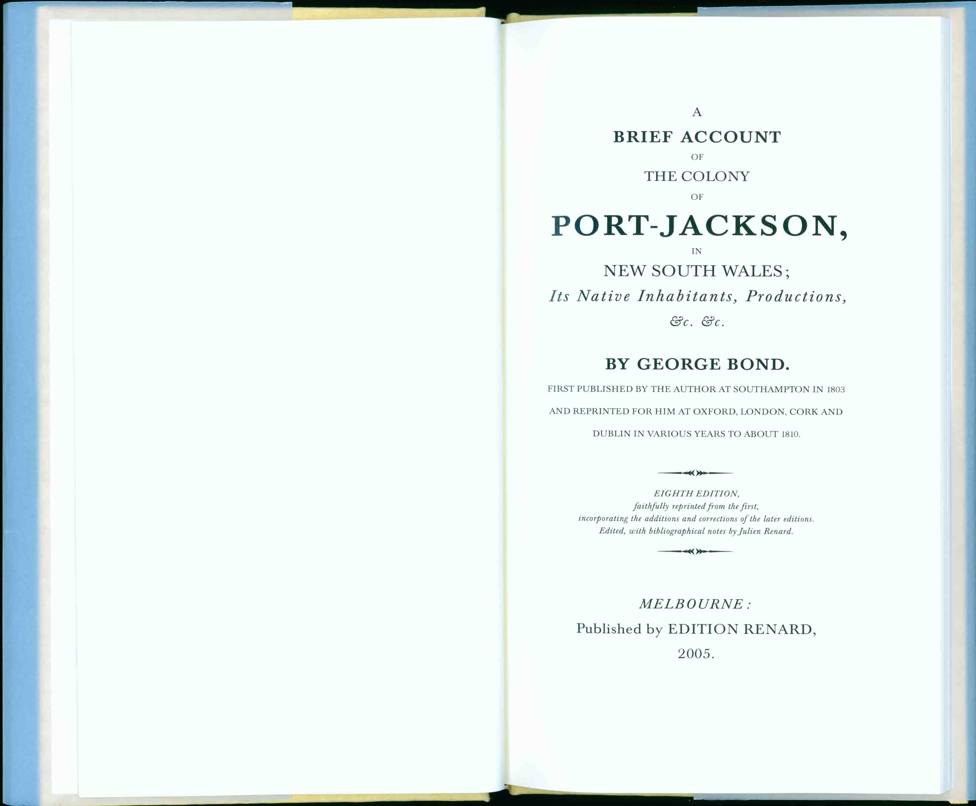 A BRIEF ACCOUNT OF THE COLONY OF PORT-JACKSON,