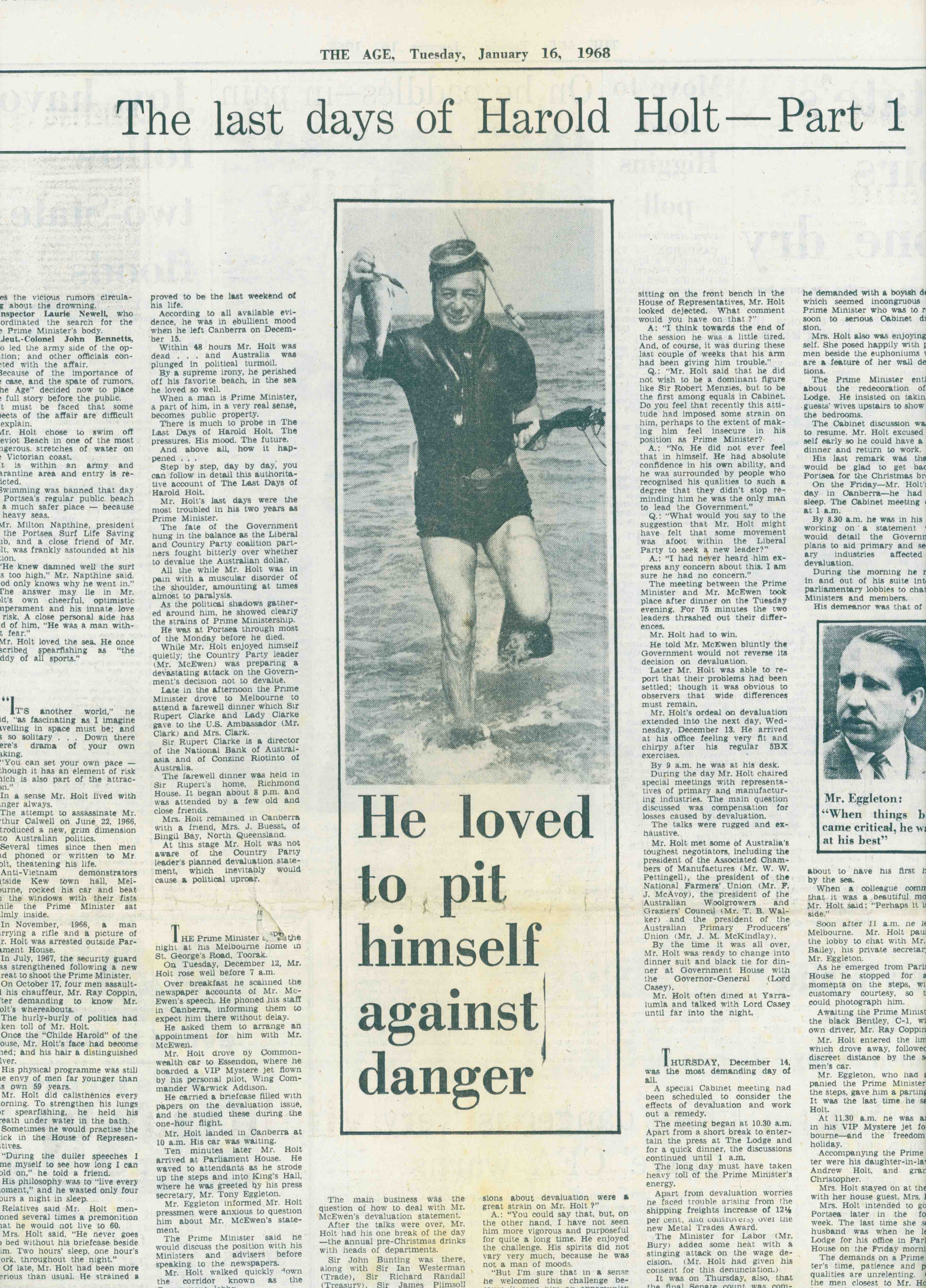 THE LAST DAYS OF HAROLD HOLT.