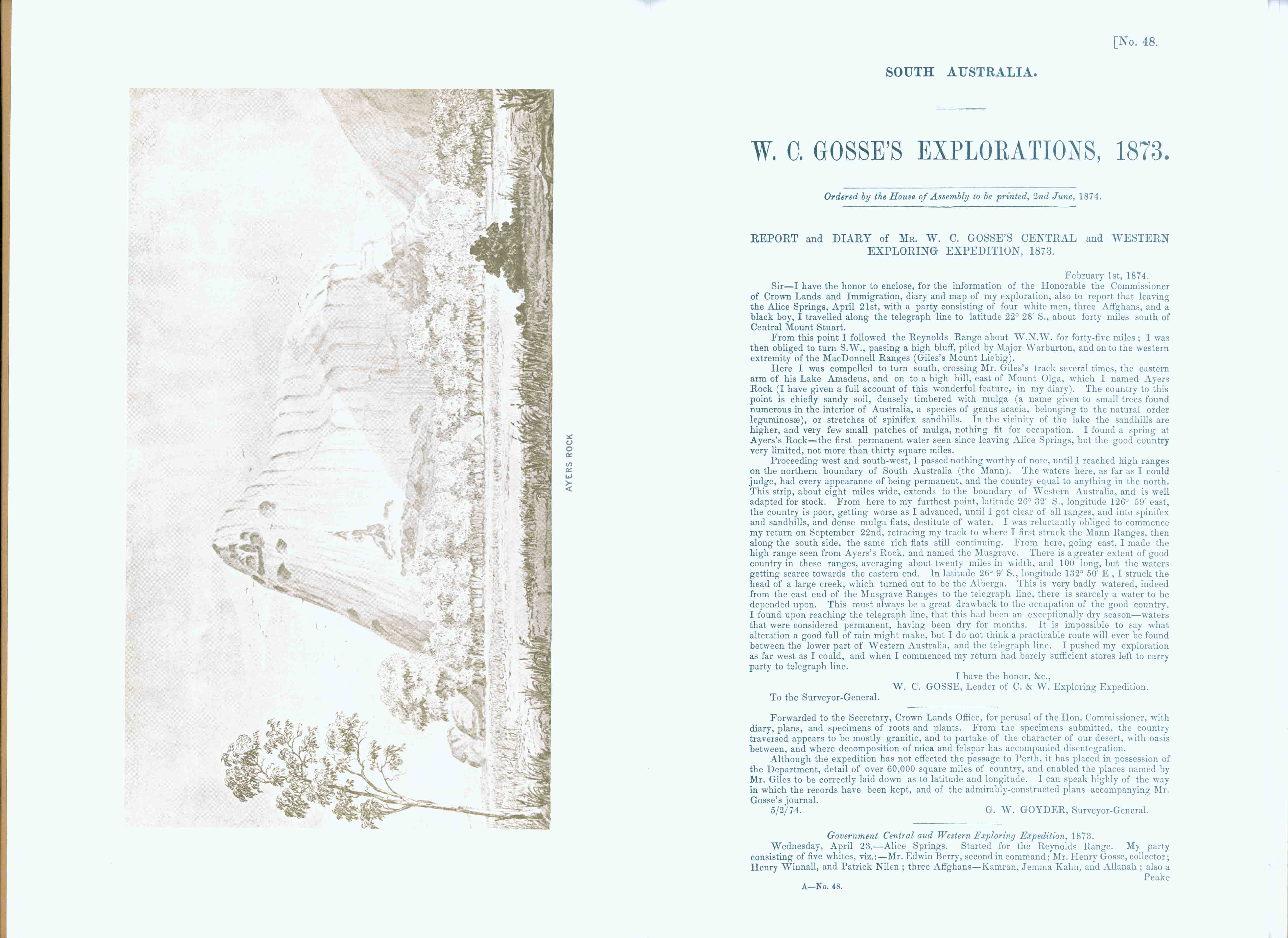 W. C. GOSSE'S EXPLORATIONS, 1873.
