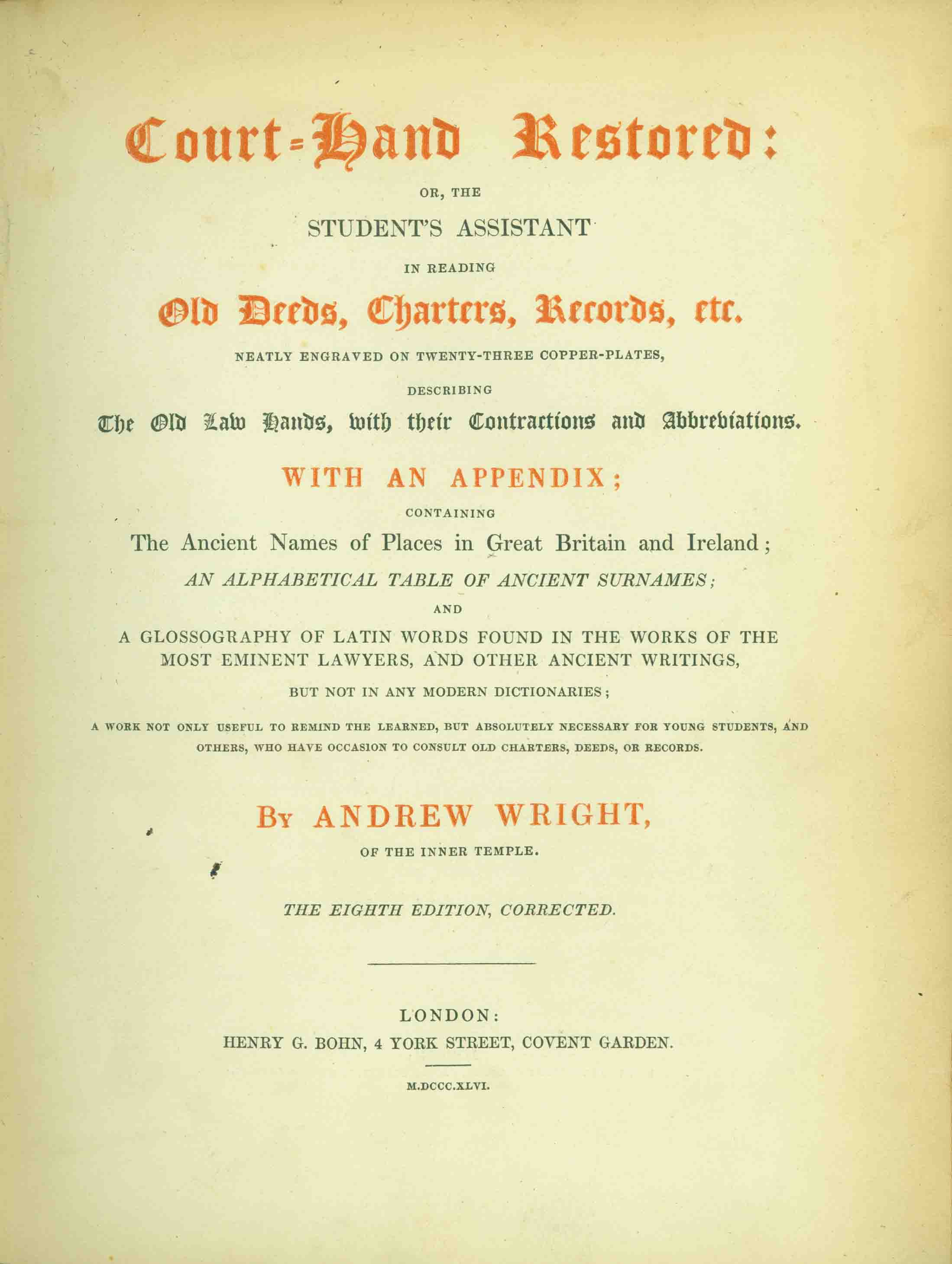 COURT-HAND RESTORED;