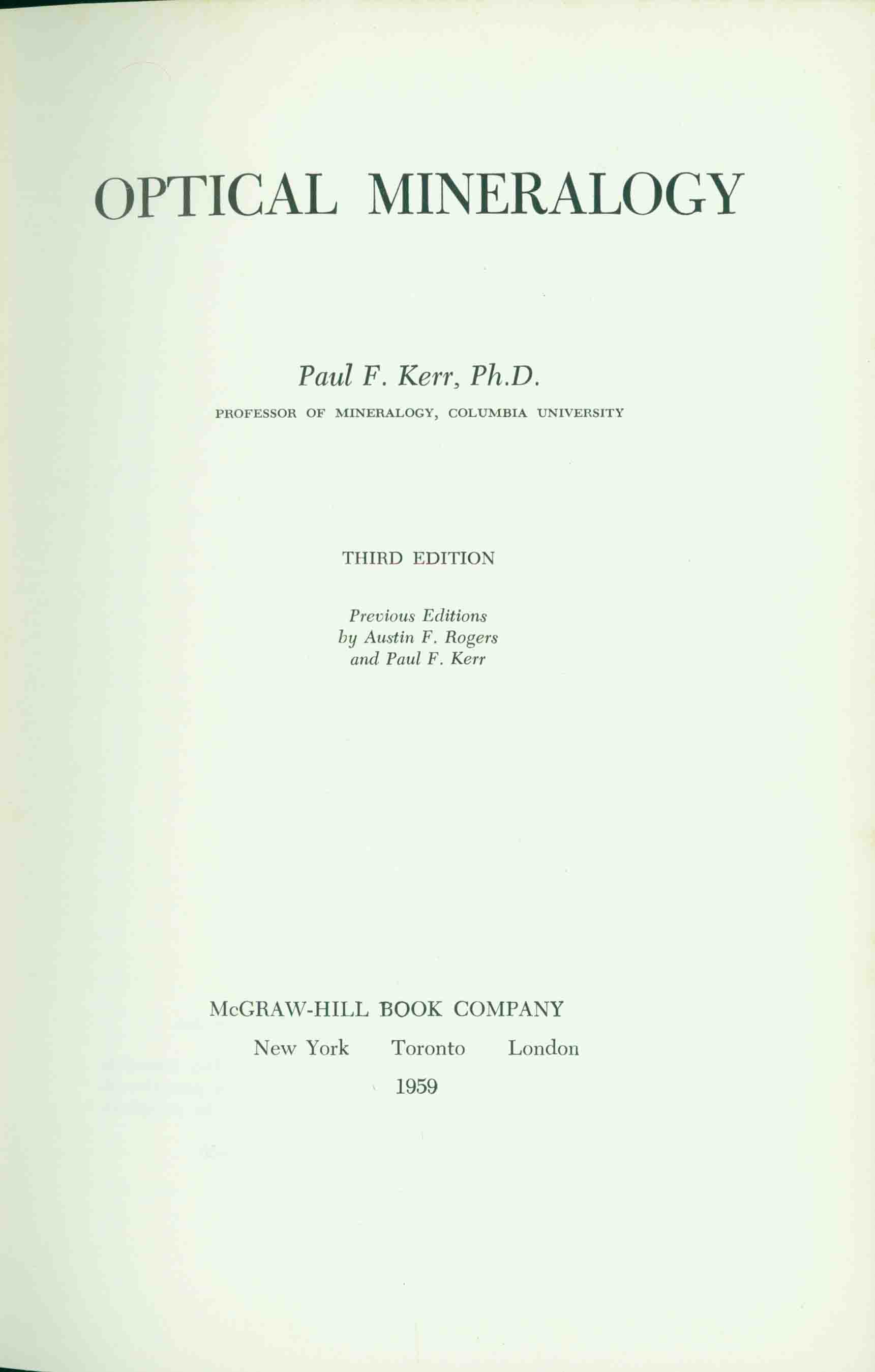OPTICAL MINERALOGY.