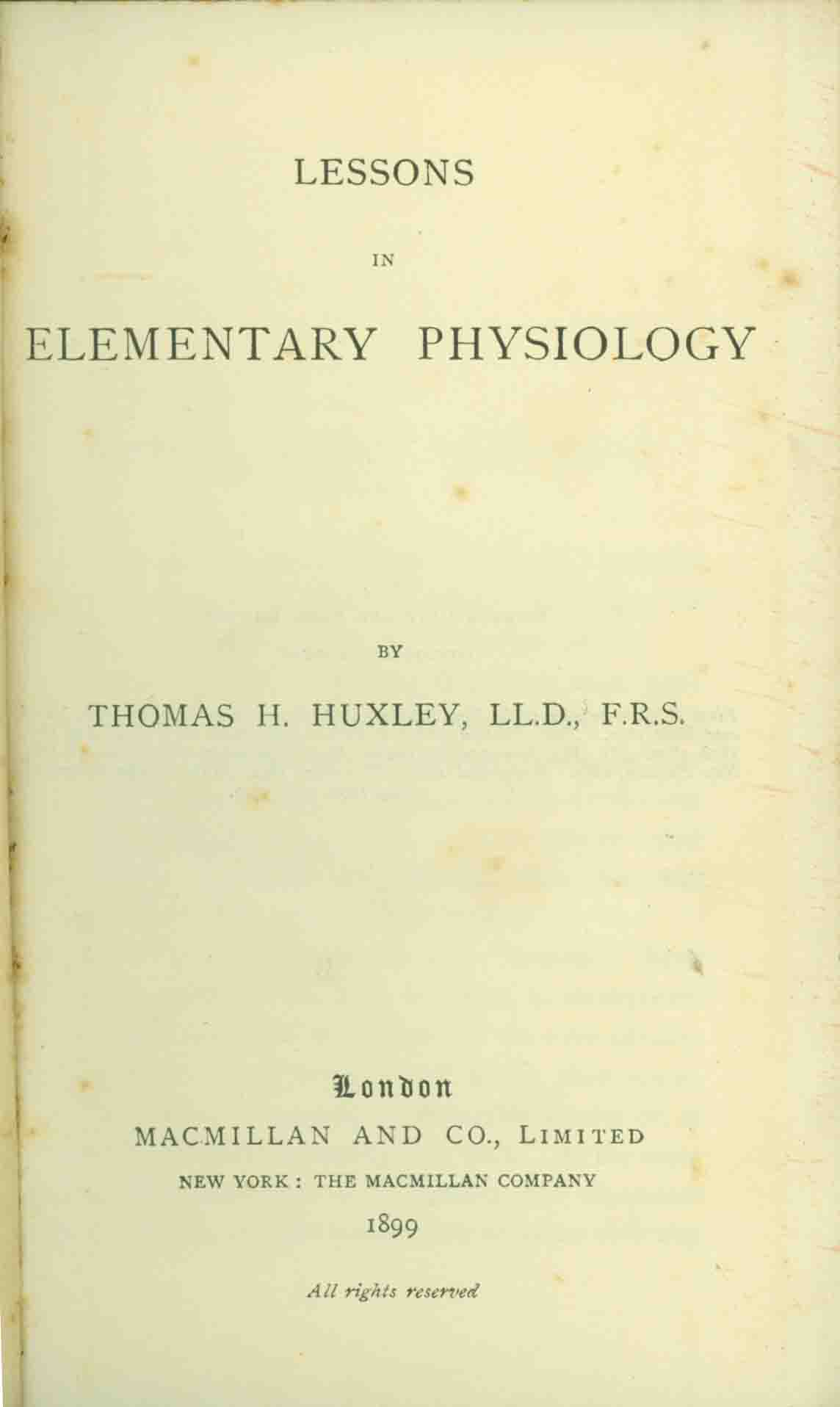 LESSONS IN ELEMENTARY PHYSIOLOGY.