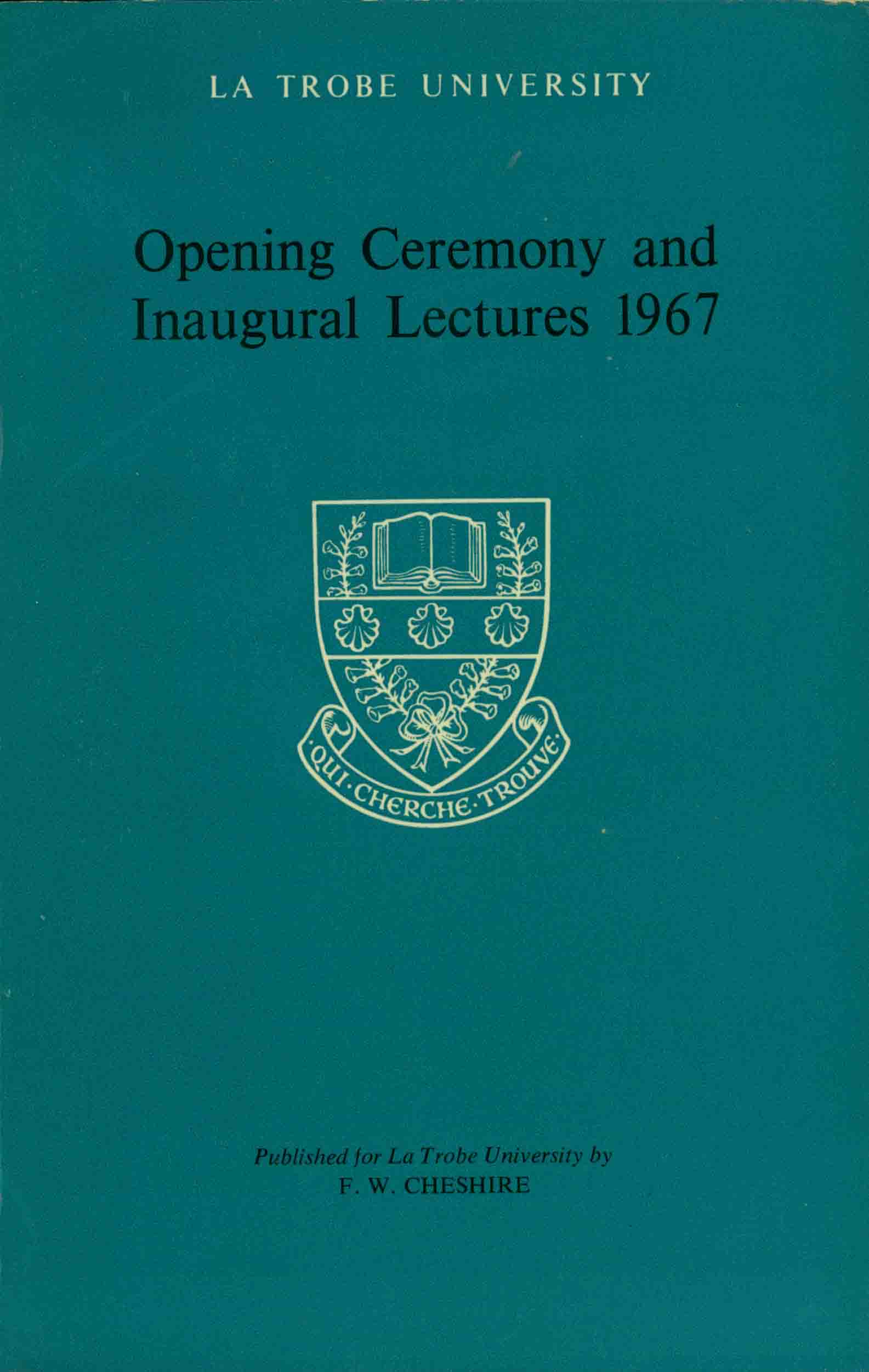OPENING CEREMONY AND INAUGURAL LECTURES 1967.
