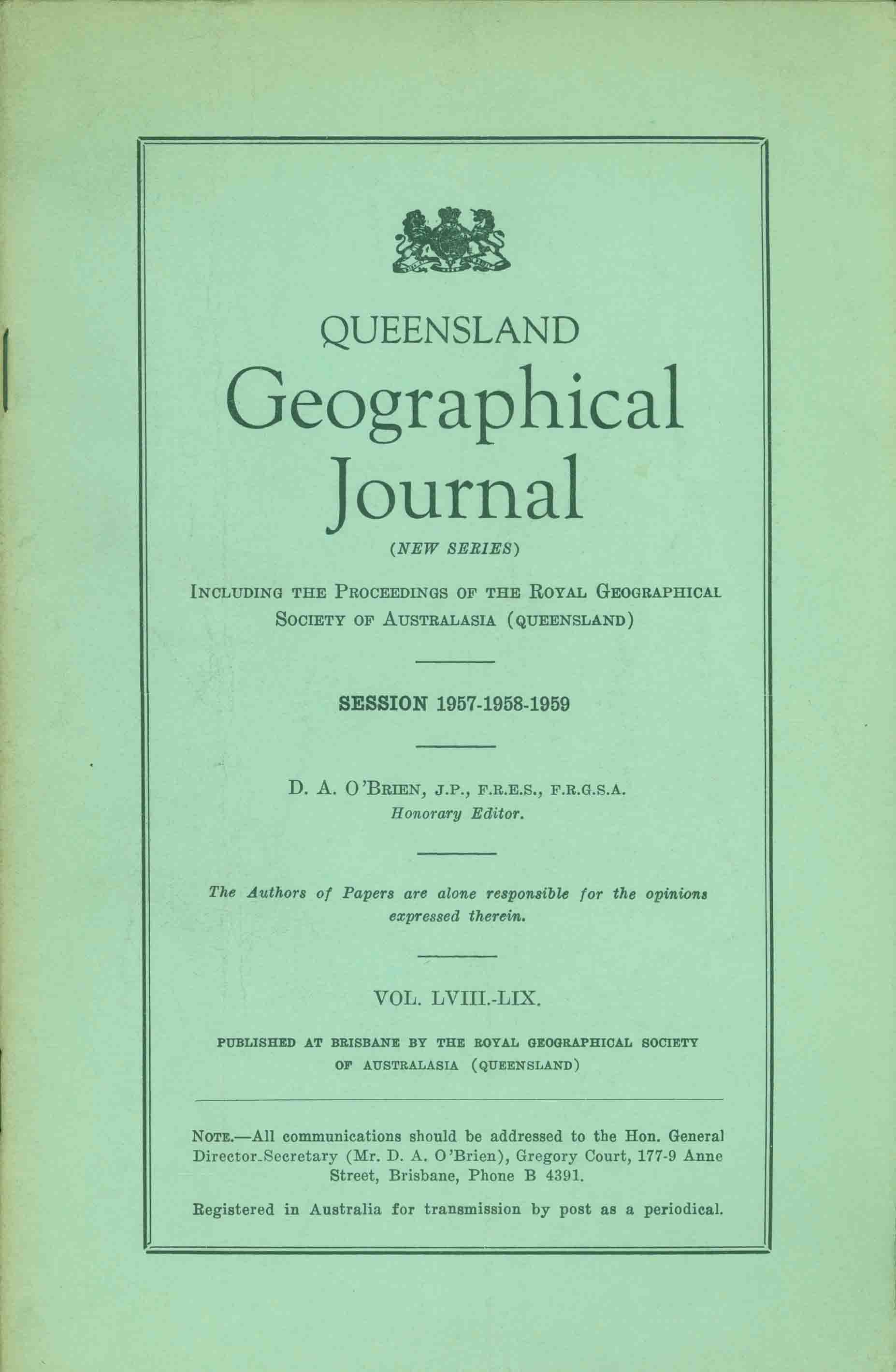 QUEENSLAND GEOGRAPHICAL JOURNAL