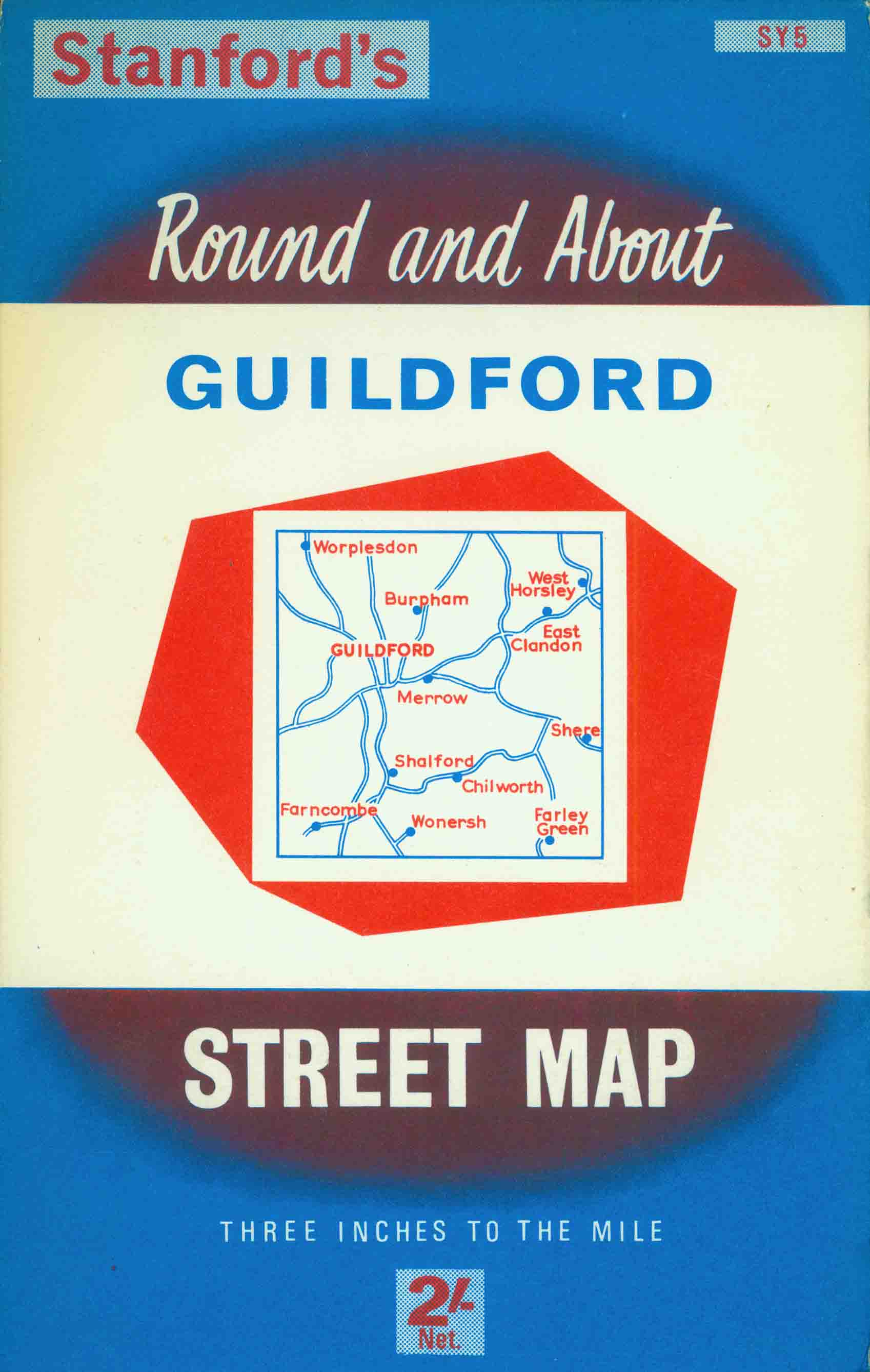 STANFORD'S ROUND AND ABOUT GUILDFORD STREET MAP.